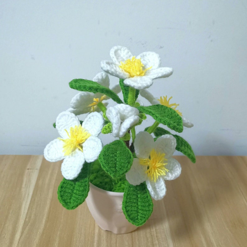 Finished Potted Crochet Begonia Crochet Malus Spectabilis Blossom Yarn ...