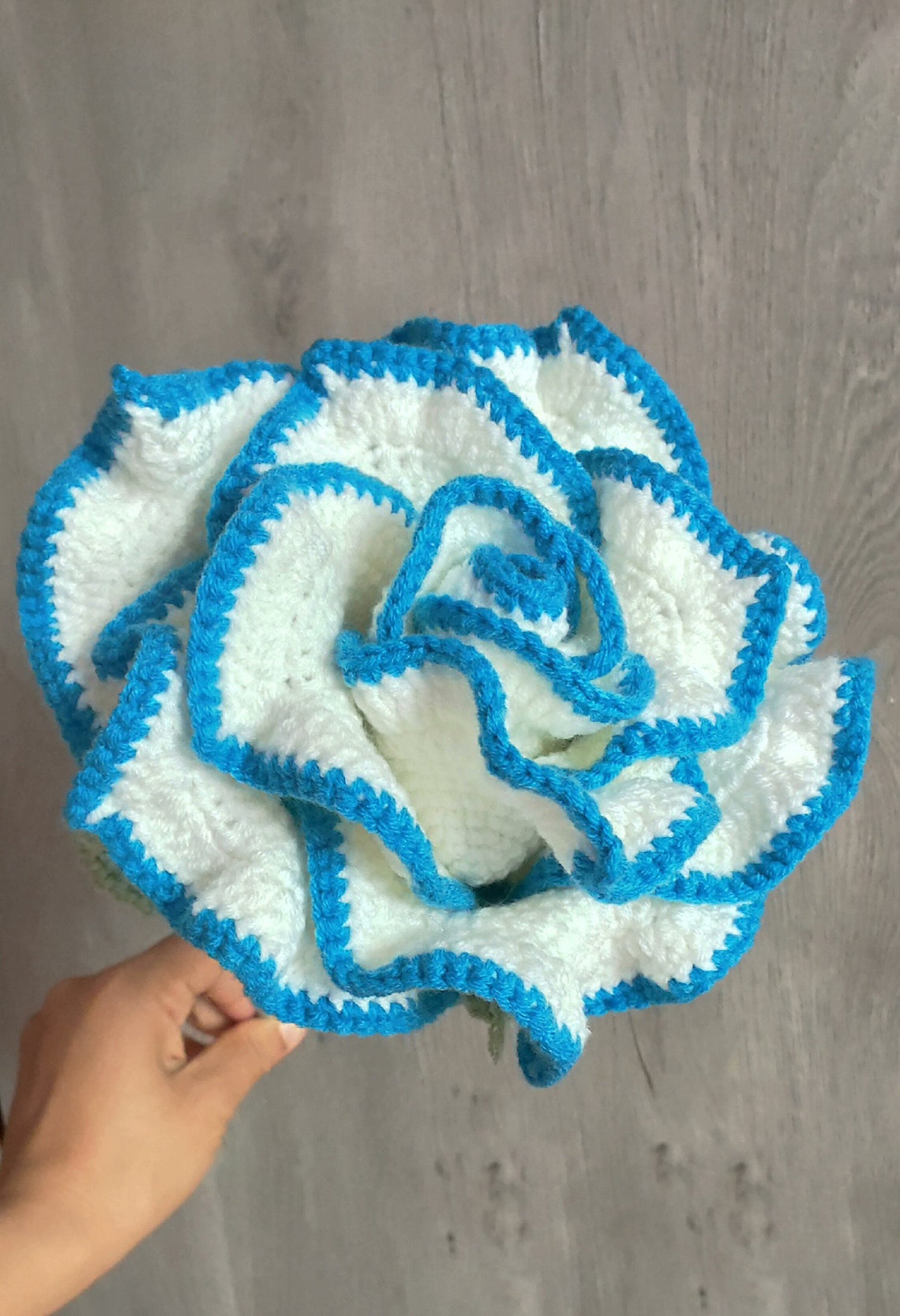 Crochet Blue Thailand Rose Crochet Flower Knitting Thailand Rose With ...