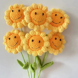 Finish Crochet Sunflower Bouquet Sunflower With Smile Face Knitting ...