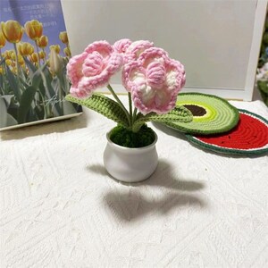 Finished Sakura Crochet Potted Cherry Blossom Knitting Flower Crochet ...