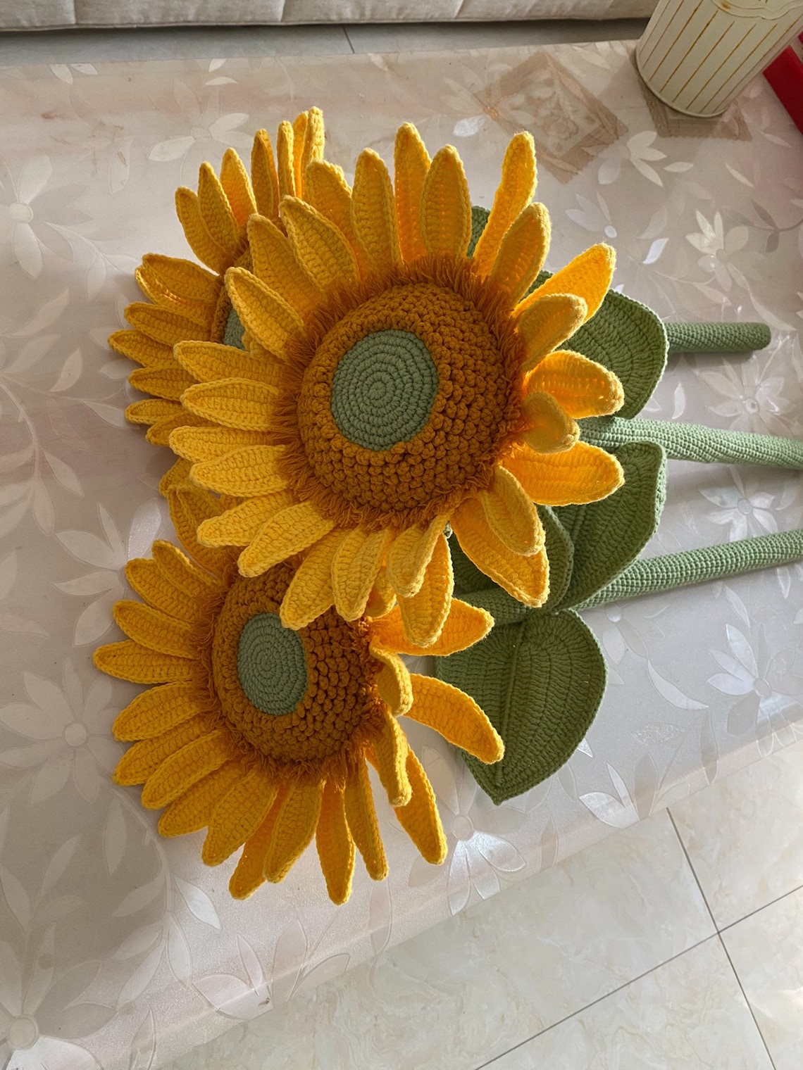 Super Big Sunflower Crochet Sunflower Knitting Sunflowers With Leaves ...