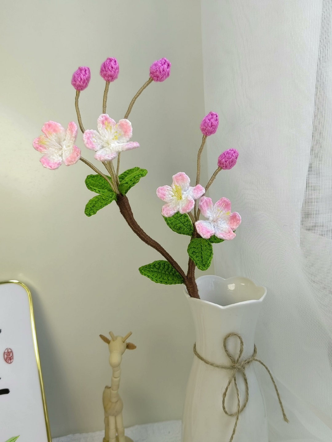 Finished Crochet Begonia Bouquet Miss-grass With Leaves Crochet Malus ...