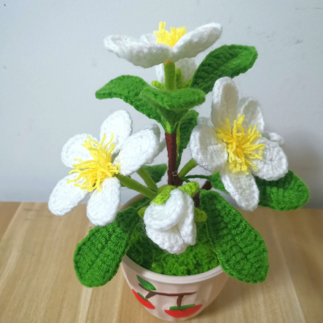 Finished Potted Crochet Begonia Crochet Malus Spectabilis Blossom Yarn ...