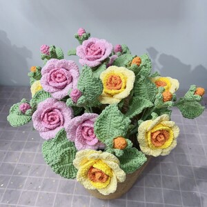 Finished Crochet Rosebush Bouquet Crochet Wild Rose Flower Knitting ...