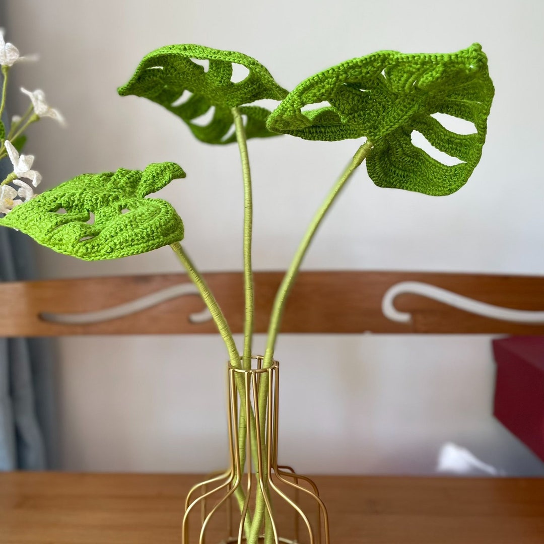 Finished Crochet Monstera Deliciosa Bouquet Knitting Monstera Deliciosa ...