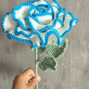 Crochet Blue Thailand Rose Crochet Flower Knitting Thailand Rose With ...