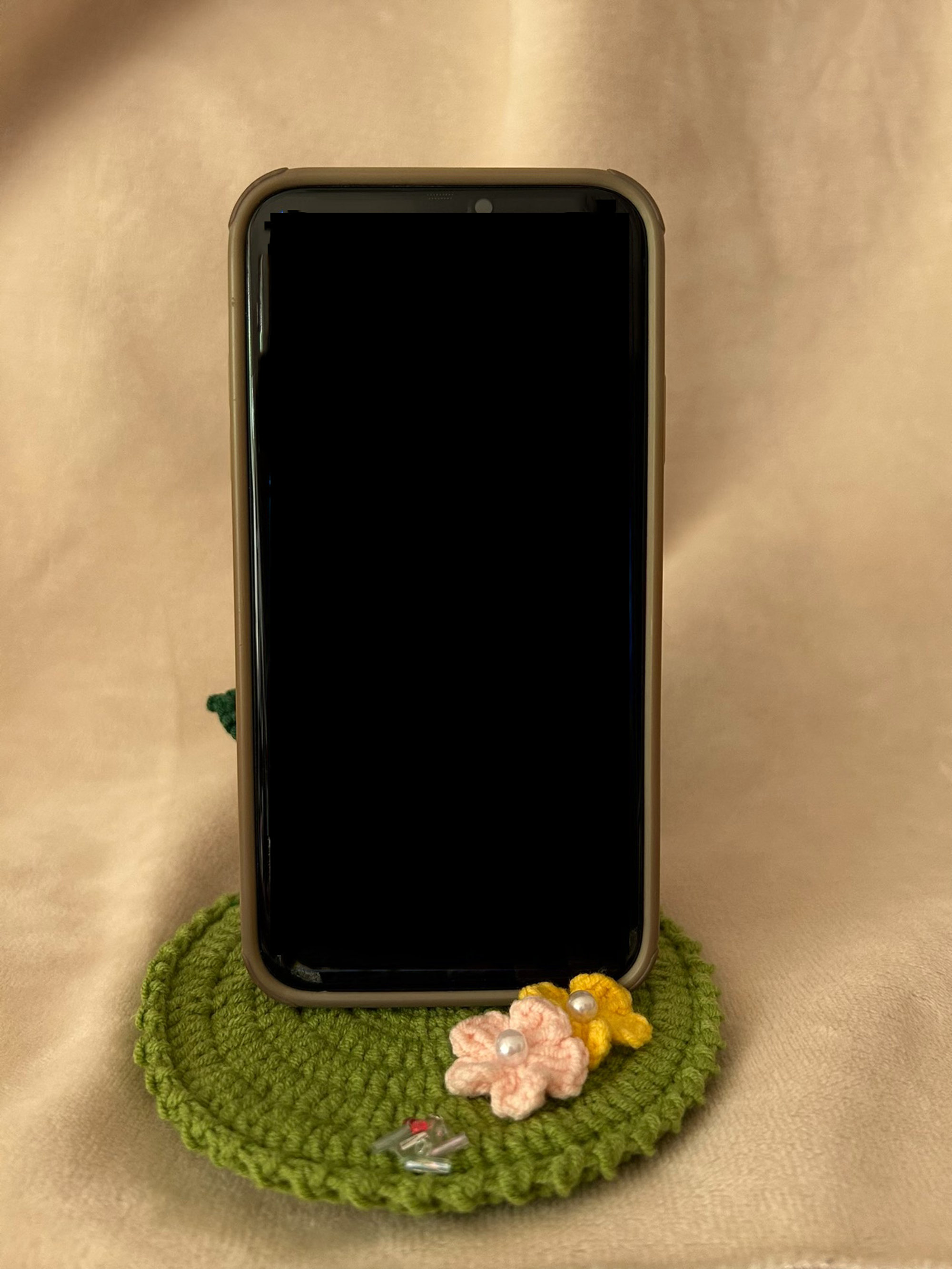 Crochet Phone Stand Red Rose Phone Stand Crochet Rose Cellphone Holder ...