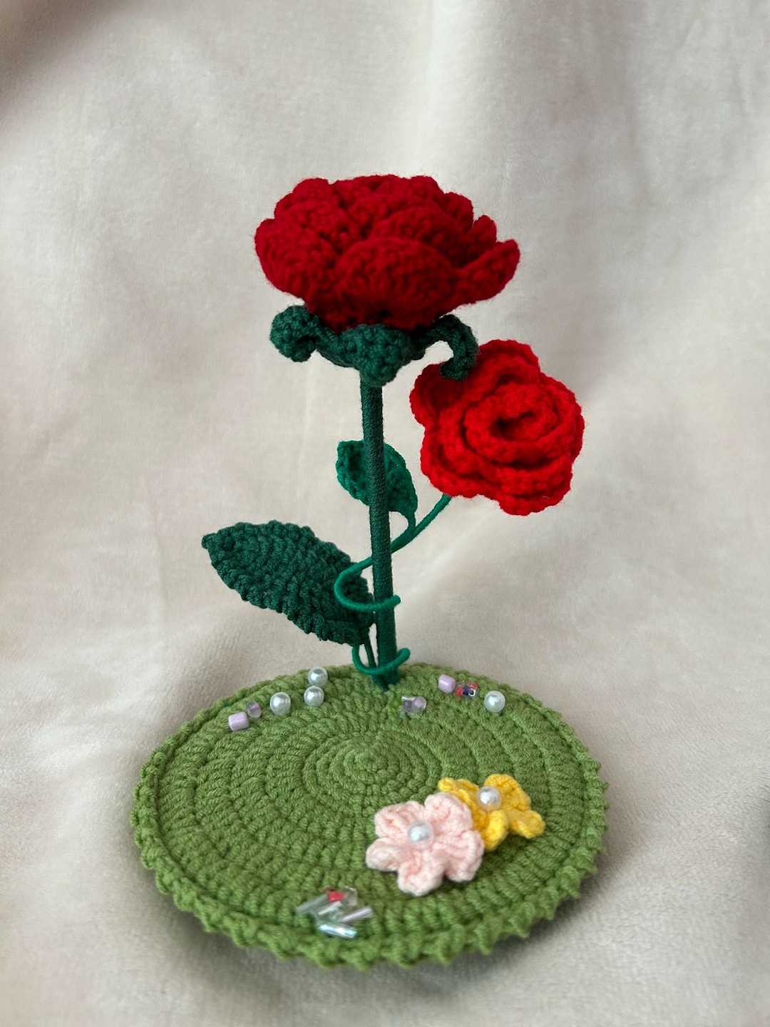 Crochet Phone Stand Red Rose Phone Stand Crochet Rose Cellphone Holder ...