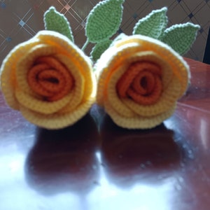 Finished Crochet Rose Knitting Yellow Gradient Rose Bouquet Flower ...