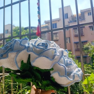 Crochet Rose With Blue Strip Crochet Flower Knitting Thailand Blue Rose ...