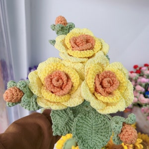 Finished Crochet Rosebush Bouquet Crochet Wild Rose Flower Knitting ...