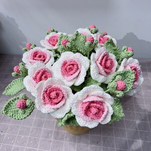Finished Crochet Rosebush Bouquet Crochet Wild Rose Flower Knitting ...