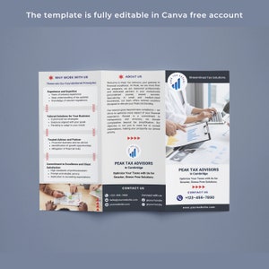 Editable Tax Preparer Trifold Brochure Accountant CPA Brochure Tax ...