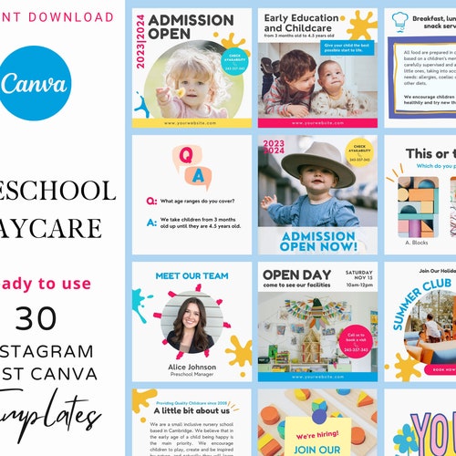 30 Kids Education Instagram Post Canva Template Early - Etsy