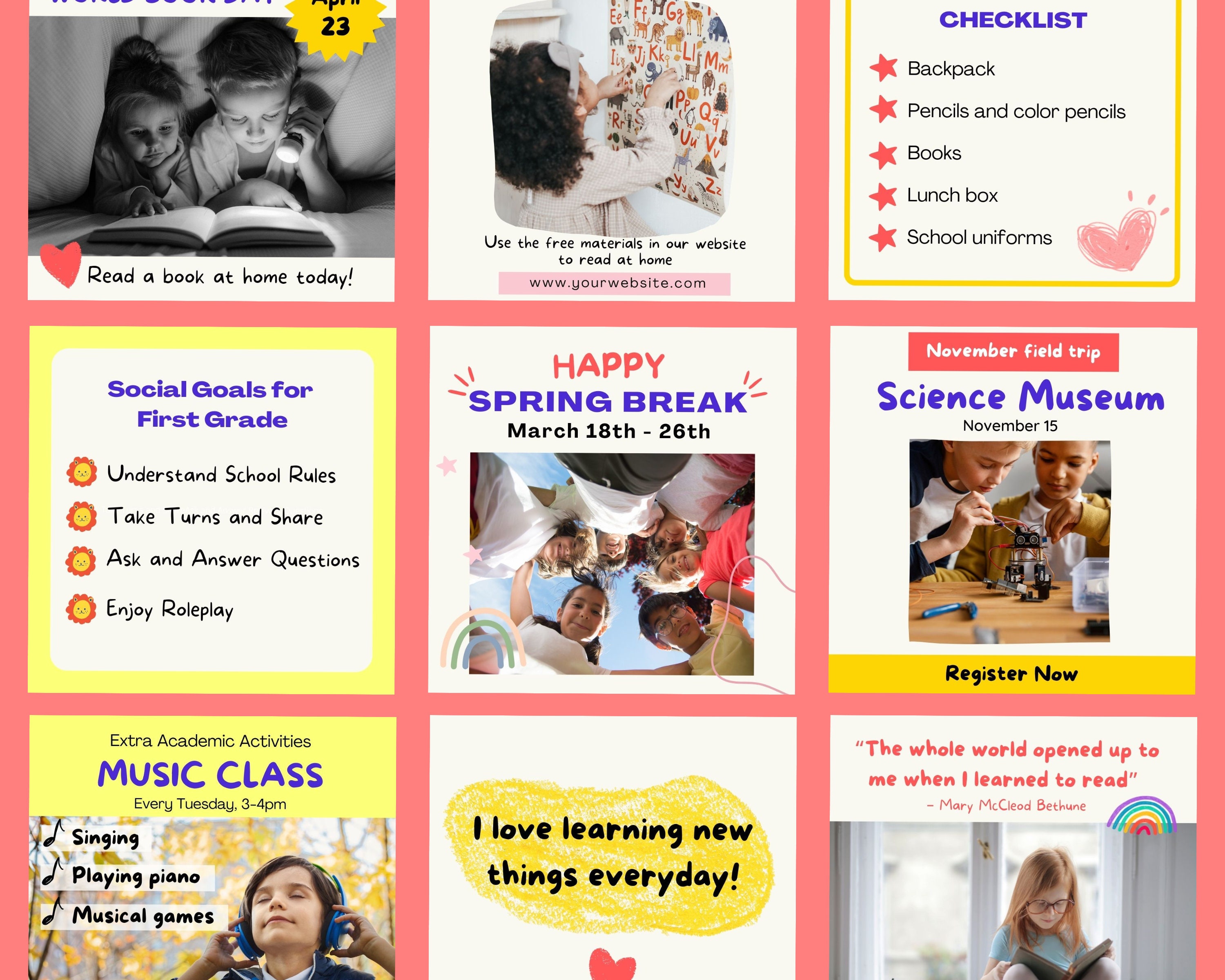 30 Education Instagram Post Canva Modern Templates Kids After - Etsy