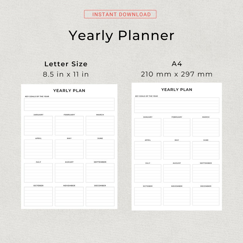 Yearly Goals Planner Printable Annual Goal Setting Goal Planning ...