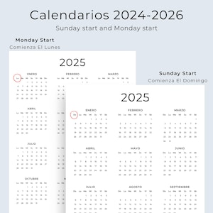 Calendario 2024 2025 2026 Calendario En Español 2024-2026 Spanish ...
