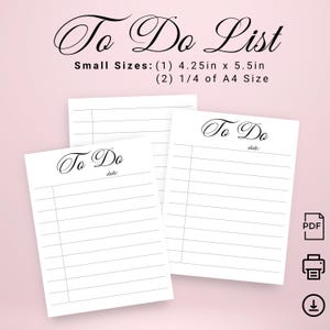 Small To-do List Notepad Printable PDF Minimalist Lined Paper to Do ...