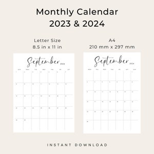 2023 2024 Calendar Printable 2023 2024 Monthly Planner Portrait A4 ...