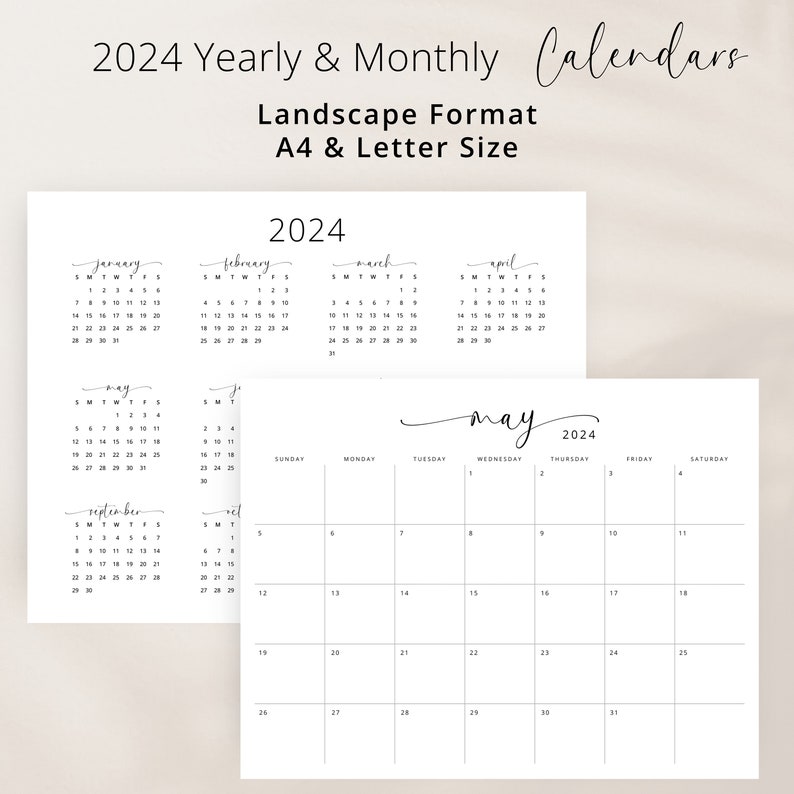 2024 Calendar & Planner BUNDLE 2024 Yearly Calendar Monthly Calendar ...