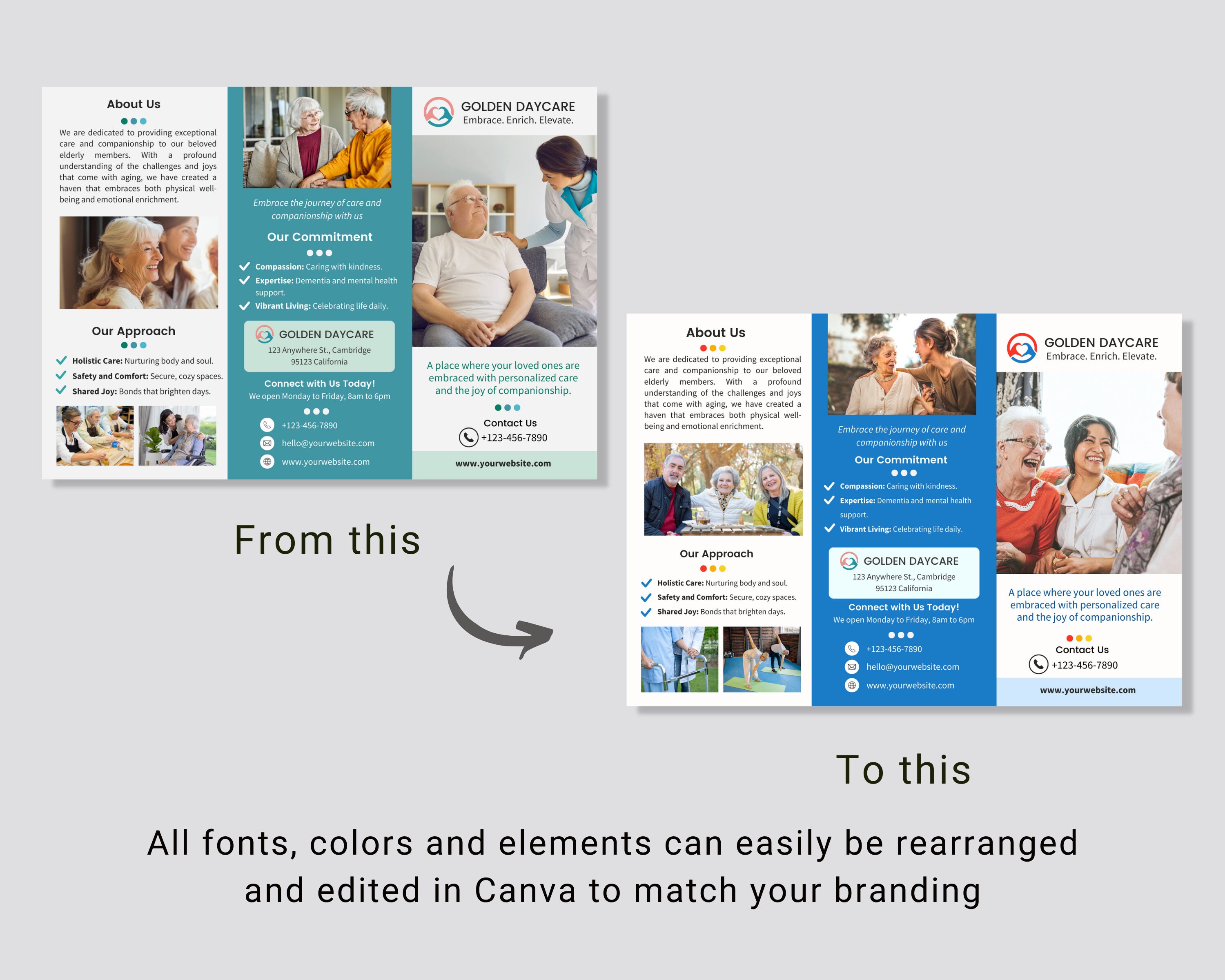 Adult Daycare Center Trifold Brochure Adult Day Center Leaflet Canva ...