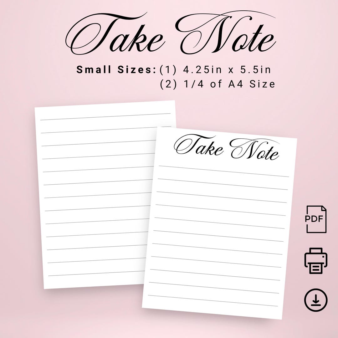 Small Note-taking Pages Printable PDF Minimalist Lined Paper Brain Dump ...