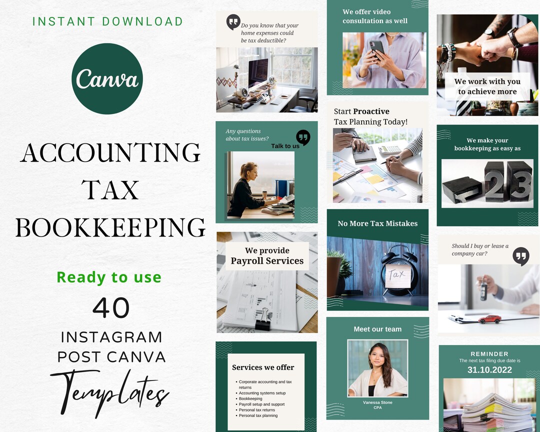 40 Accounting Instagram Post Bookkeeping Canva Templates - Etsy