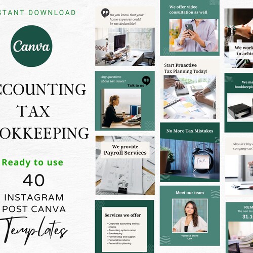 40 Accounting Instagram Post Bookkeeping Canva Templates - Etsy