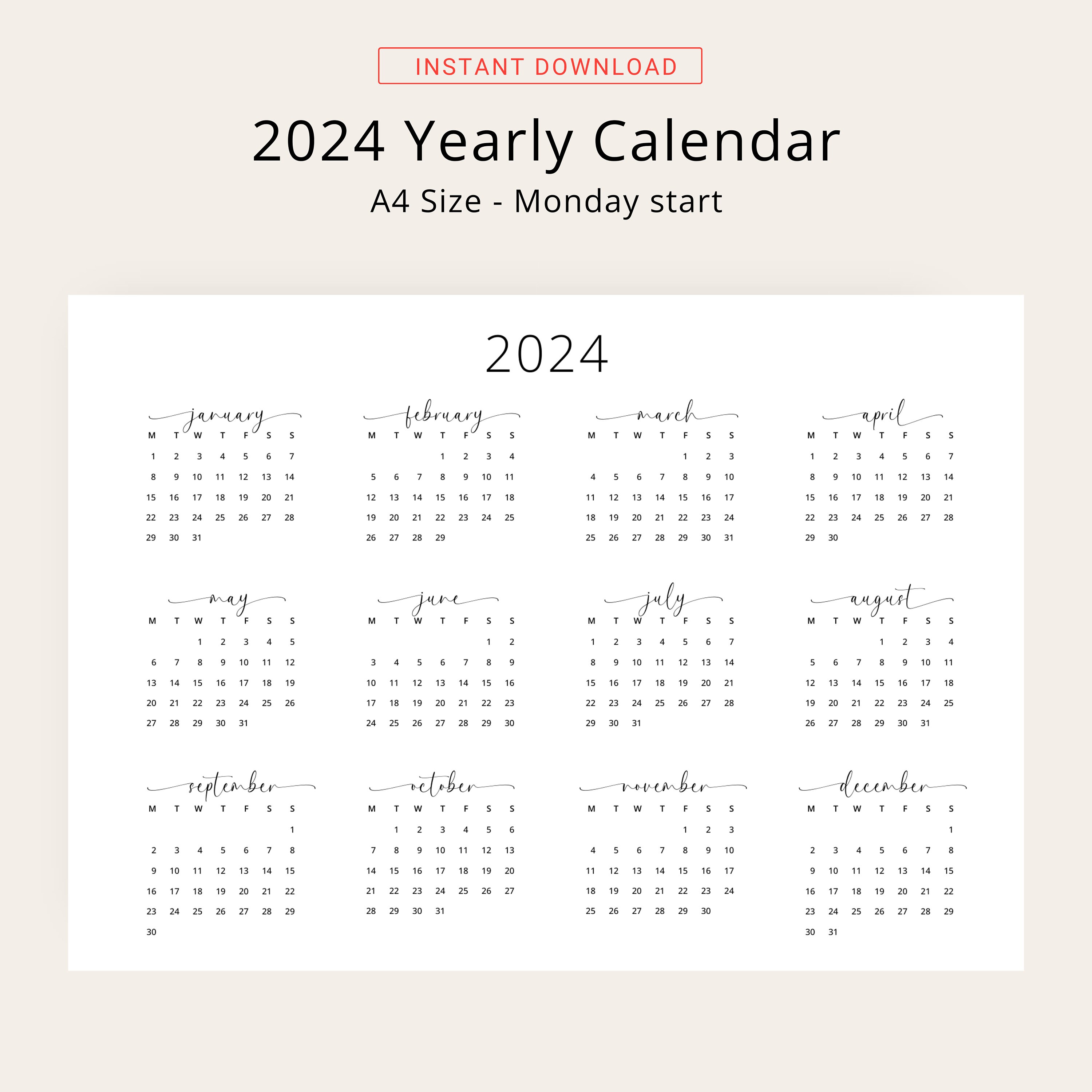 2024 2025 Yearly Calendar Landscape 2024 & 2025 Minimal Calendar ...