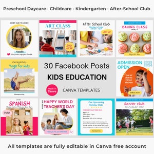 30 Kids Education Facebook Post Canva Template Back to School - Etsy