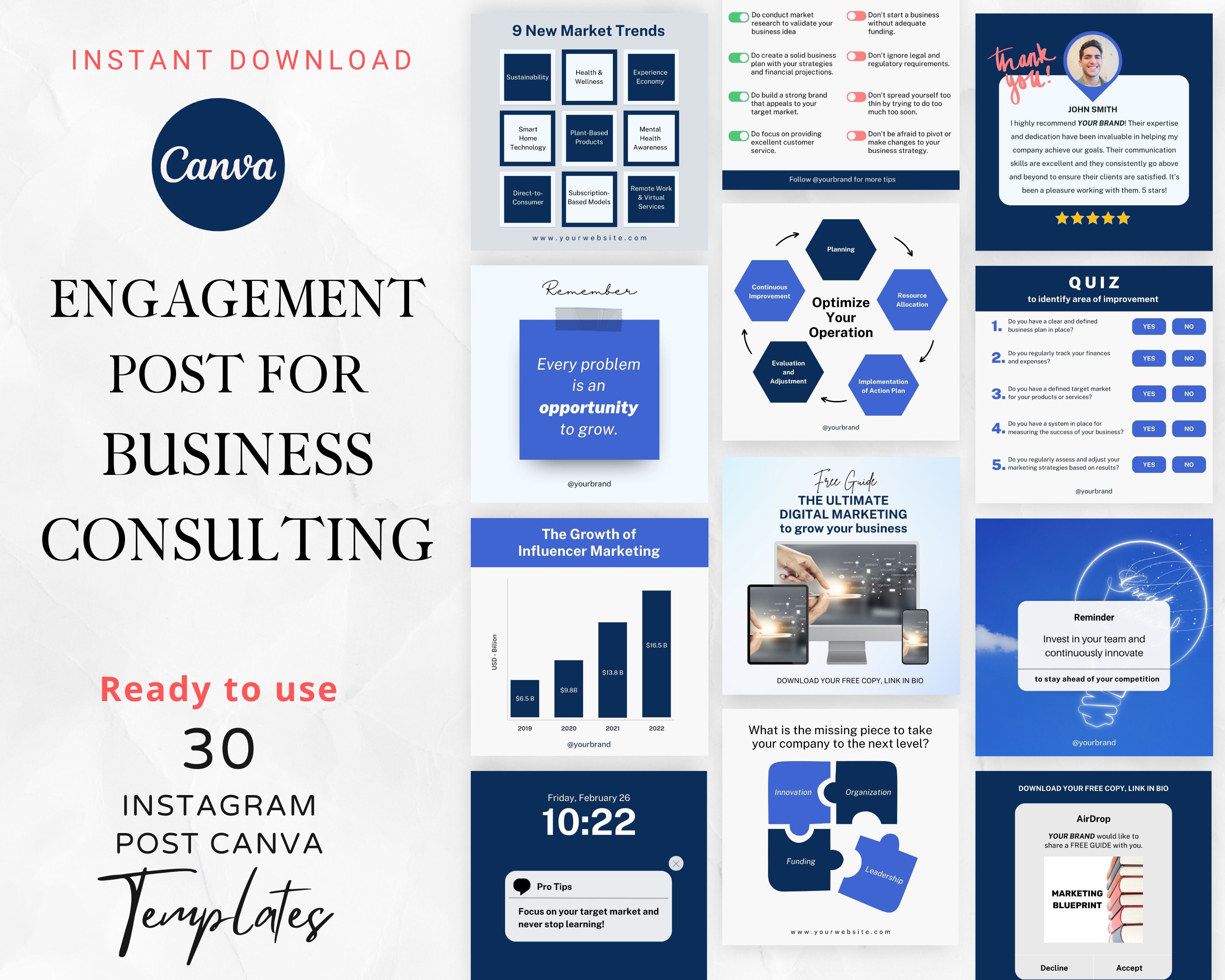 30 Business Consulting Engagement Post Template Instagram Post - Etsy
