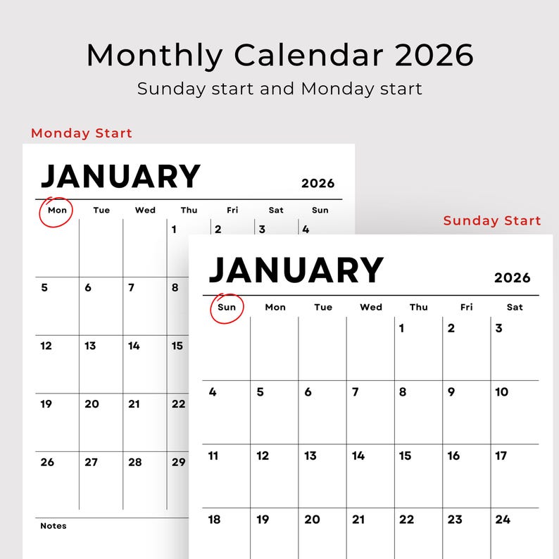 2026 Calendar Easy to Read 2026 Monthly Planner Portrait Printable PDF ...