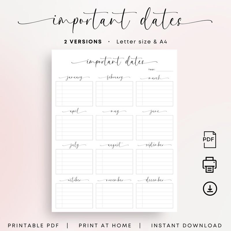 Special Dates Calendars - Etsy