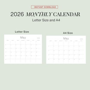 2026 Calendar 2026 Monthly Planner Landscape Classy Wall Calendar 2026 ...