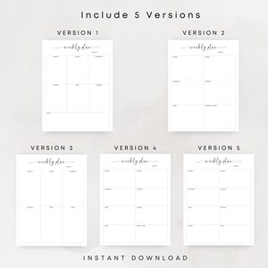 Minimalist Weekly Planner Printable Planner Inserts Portrait Weekly ...