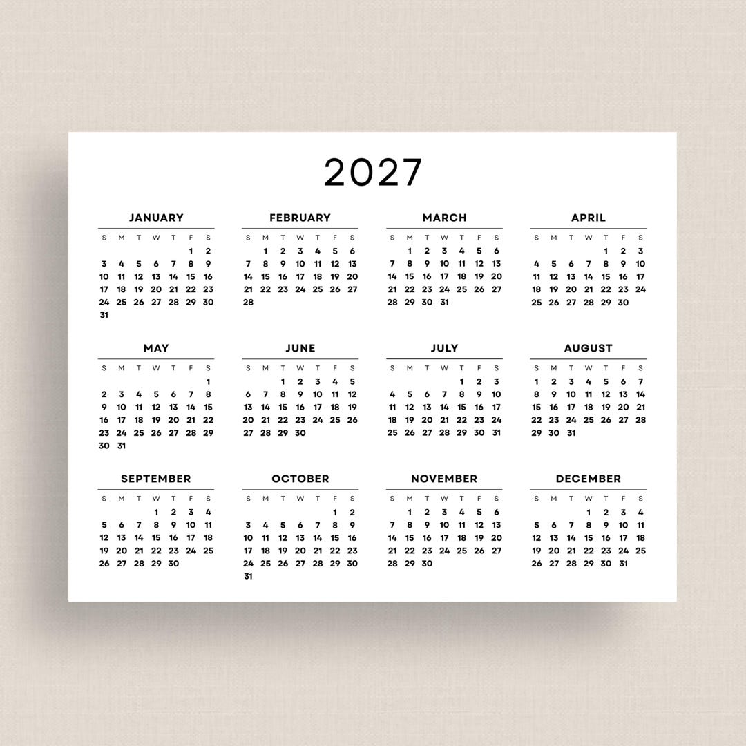 Calendario de pared 2027 fácil de leer, calendario anual 2027 ...
