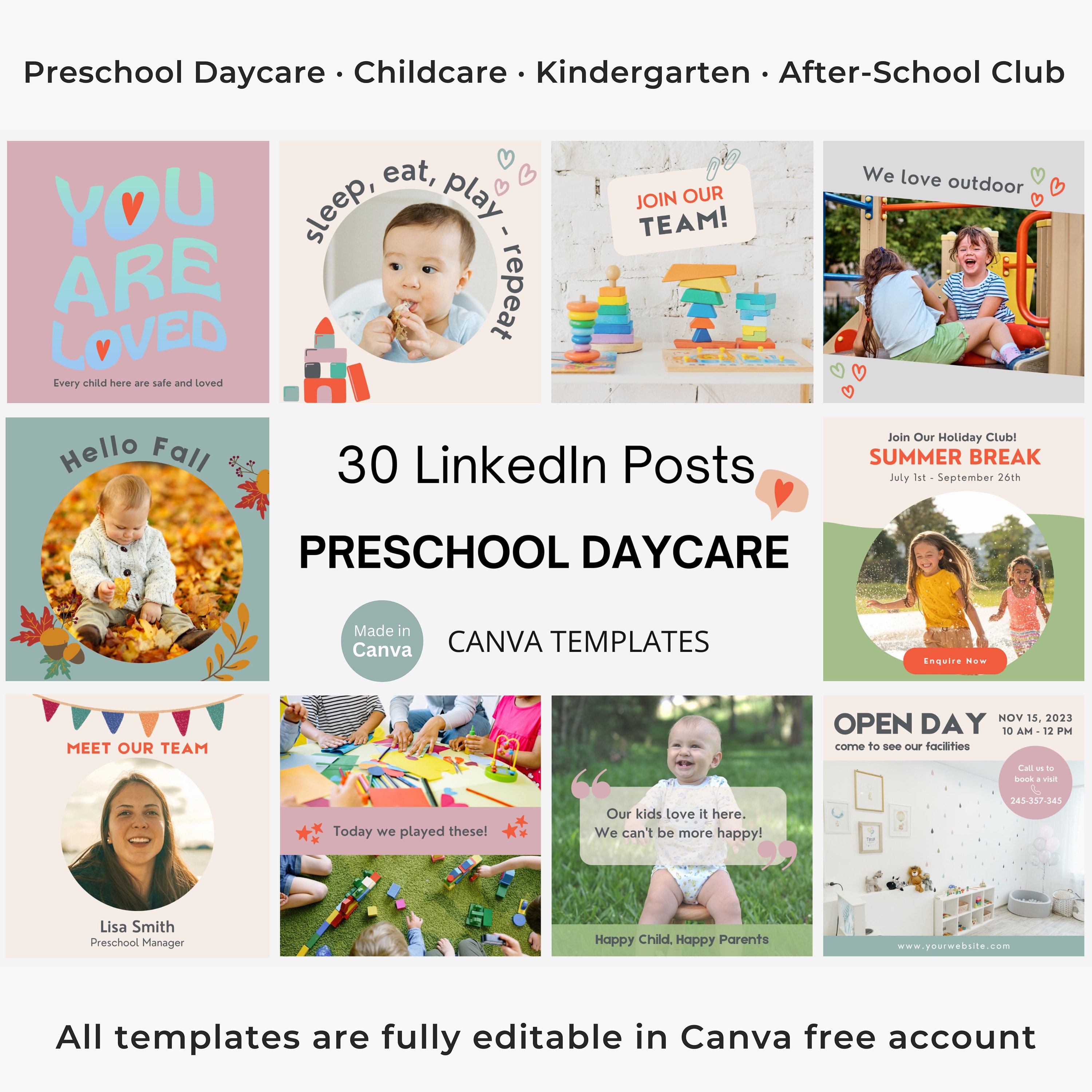 30 Preschool Daycare Linkedin Post Canva Templates Early - Etsy