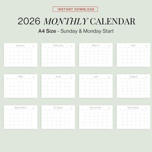 2026 Calendar 2026 Monthly Planner Landscape Classy Wall Calendar 2026 ...
