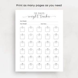30 Days Weight Tracker Printable PDF Weight Loss Tracker Weight Loss ...
