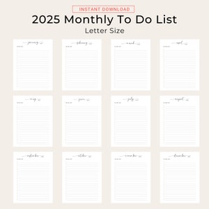 2025 Monthly to Do List 2025 to Do List 2025 Printable Todo List PDF ...