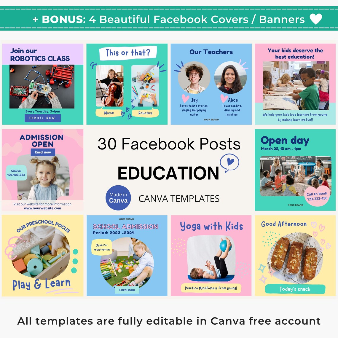 30 Children Education Facebook Post Canva Template - Etsy