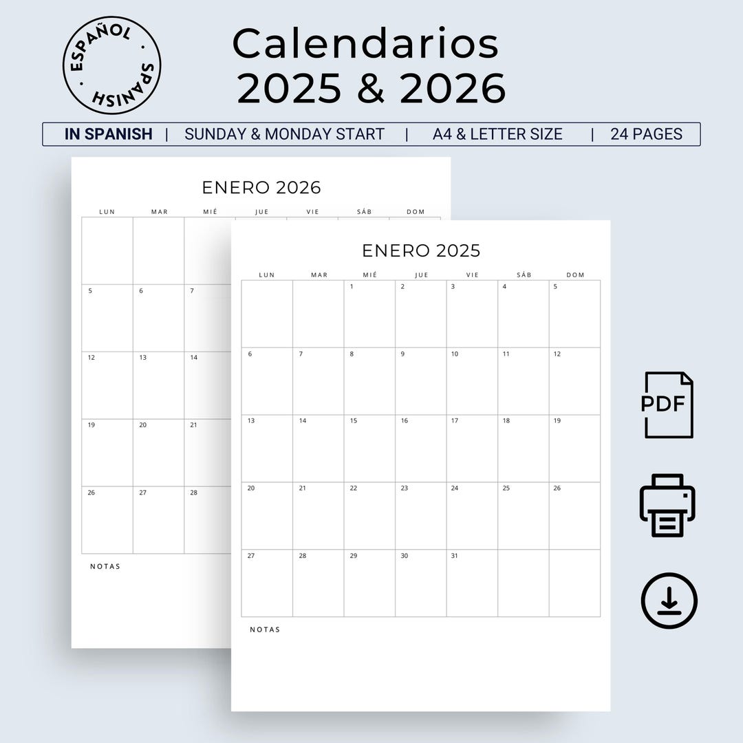 2025 2026 Calendario En Español 2025-2026 Printable Monthly Calendar in ...