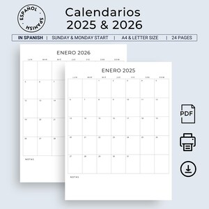 2025 2026 Calendario En Español 2025-2026 Printable Monthly Calendar in ...