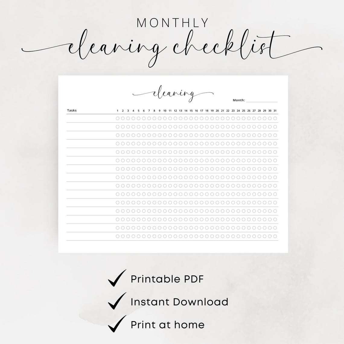 30-day Cleaning Checklist Printable Daily Cleaning To-do List Cleaning ...