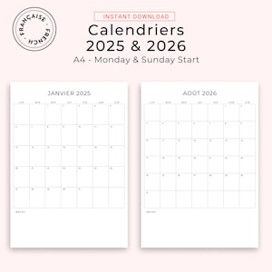2025 2026 Calendrier Français 2025-2026 French Calendar Portrait ...
