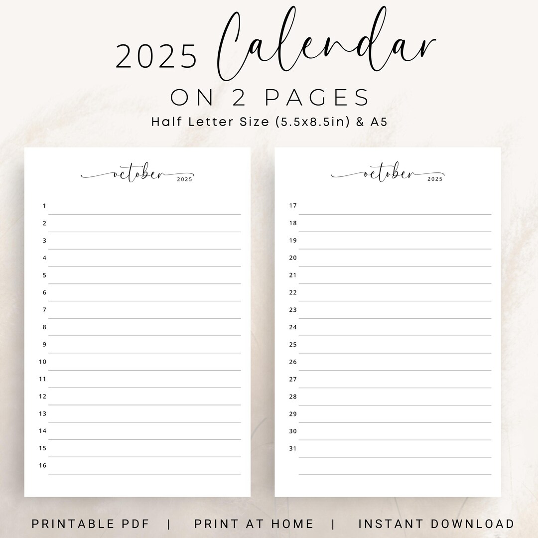 2025 Monthly Planner 2025 Calendar to Do List A5 Half Letter Size ...