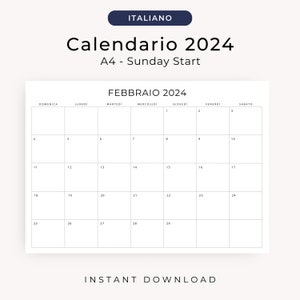 2024 Calendario 2024 Calendario in Italiano 2024 Stampabile Calendario ...