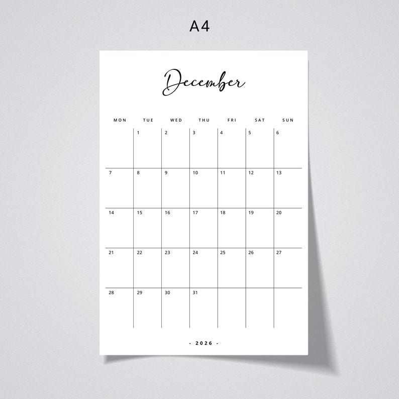 2026 Monthly Calendar Portrait 2026 Planner Portrait 2026 Soft ...