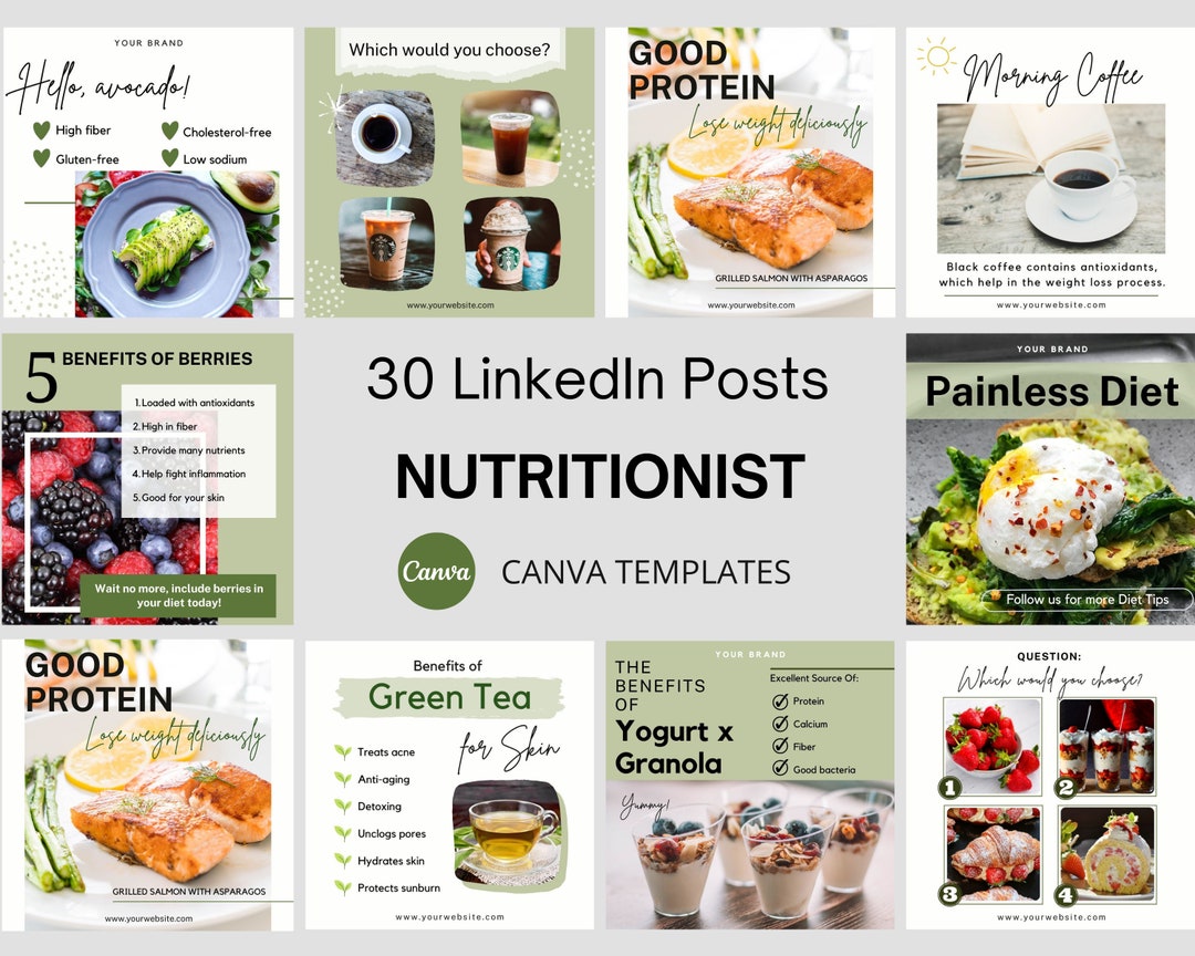 30 Nutritionist Linkedin Post Canva Templates, Weight Loss, Health and ...