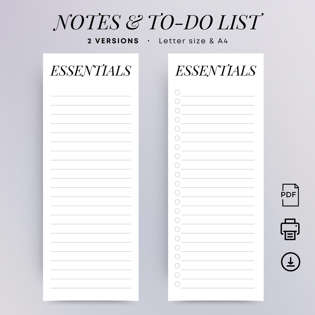 Printable to Do List Minimalist Notes Focus List Daily to Do List ...